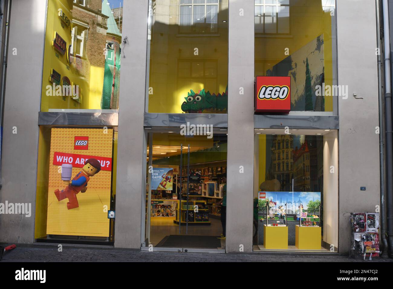 Copenhagen/Denmark/08 February 2023/ Lego bricks store on stroeget on ...