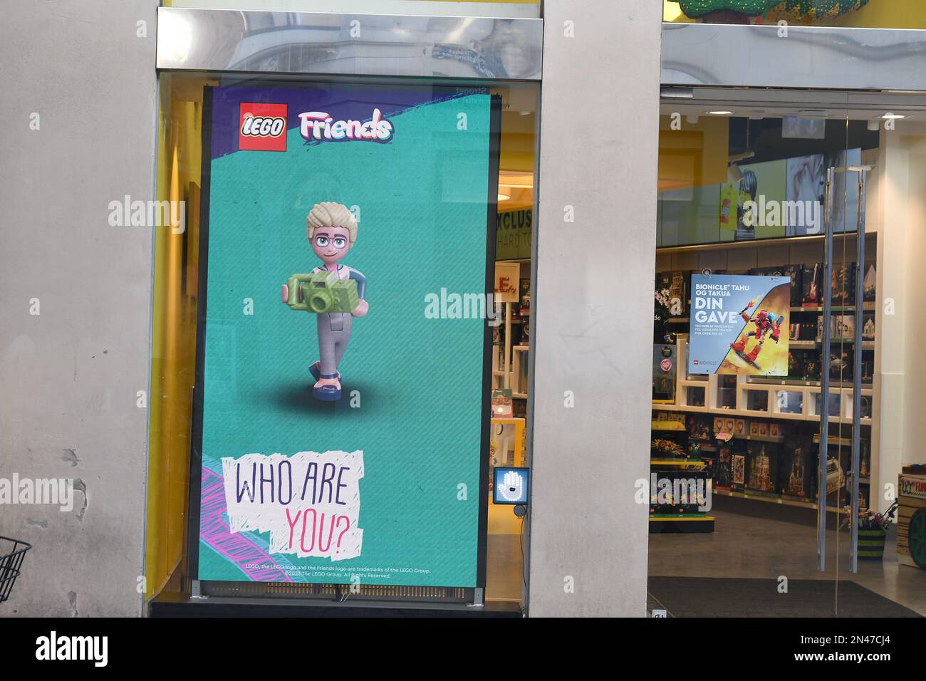 Copenhagen/Denmark/08 February 2023/ Lego bricks store on stroeget on ...