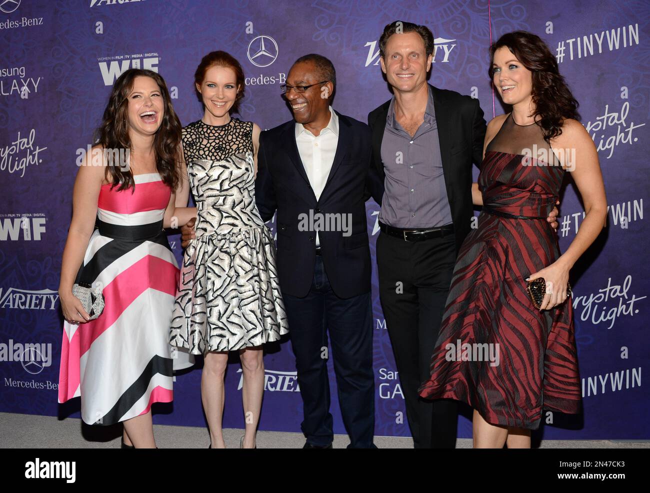 From left, Katie Lowes, Darby Stanchfield, Columbus Short, Tony Goldwyn ...