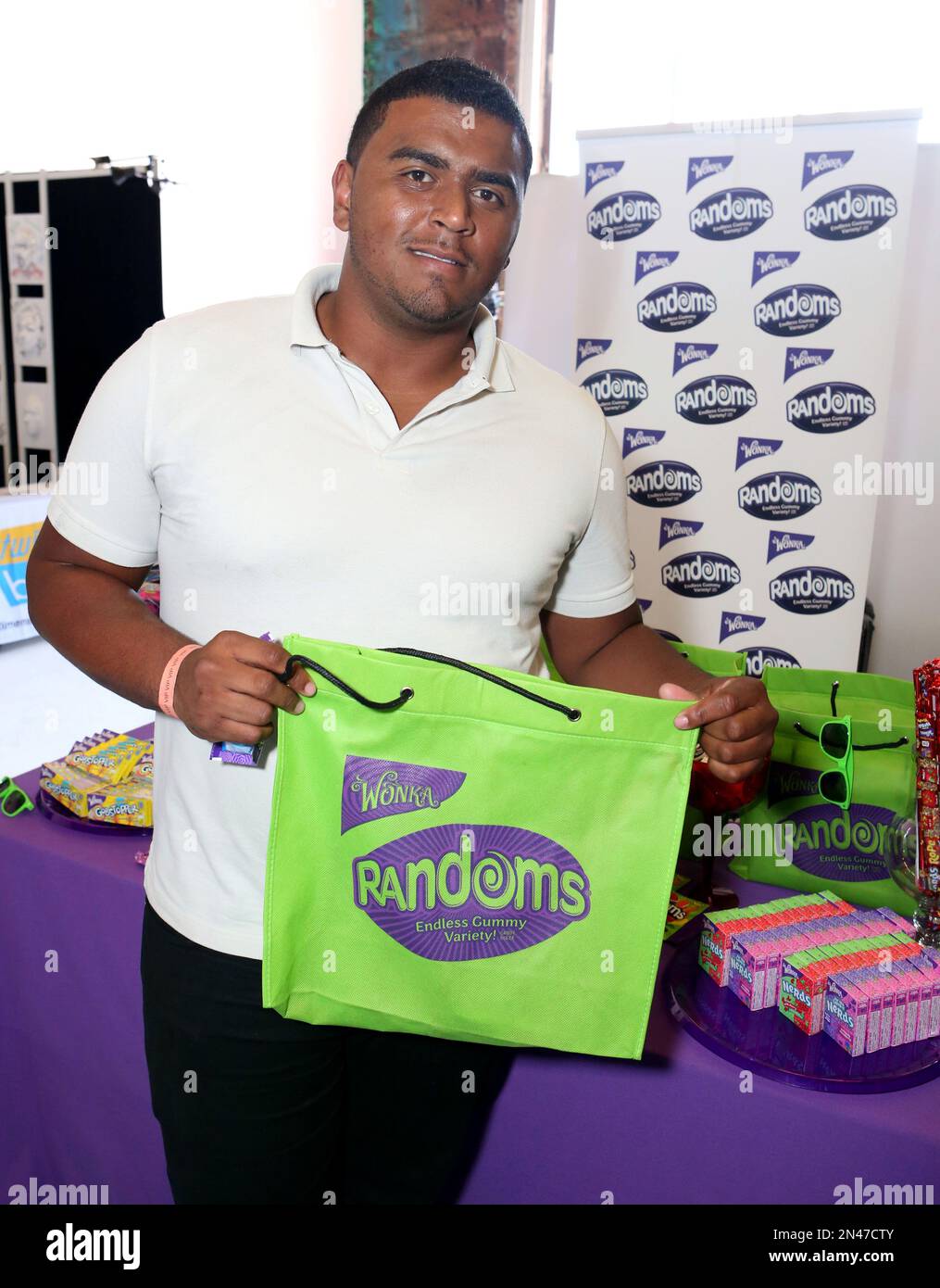 TV personality Donald DeLeon visit the WONKA Randoms candy bar at an ...