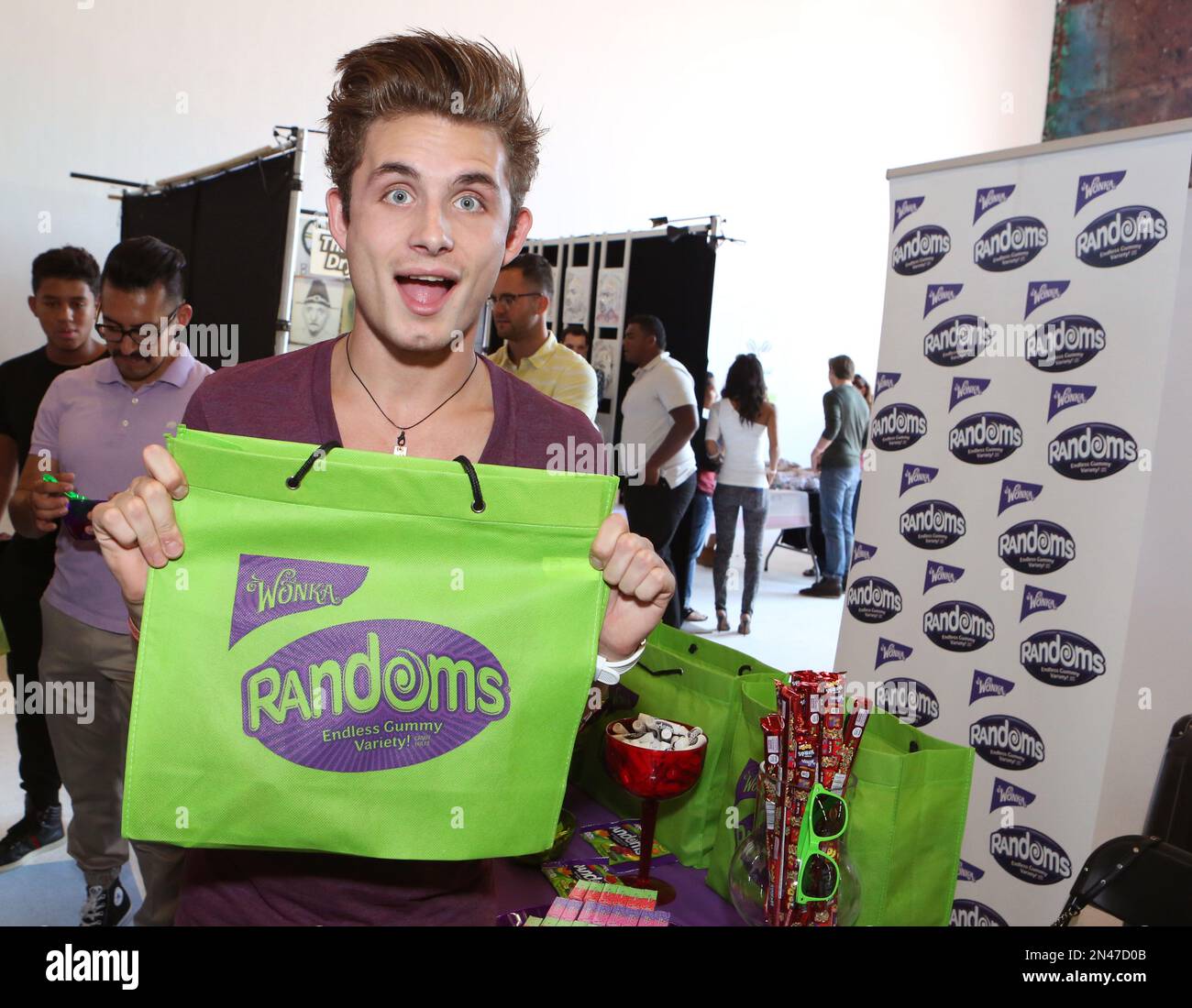 TV personality James Kennedy visits the WONKA Randoms candy bar at an ...