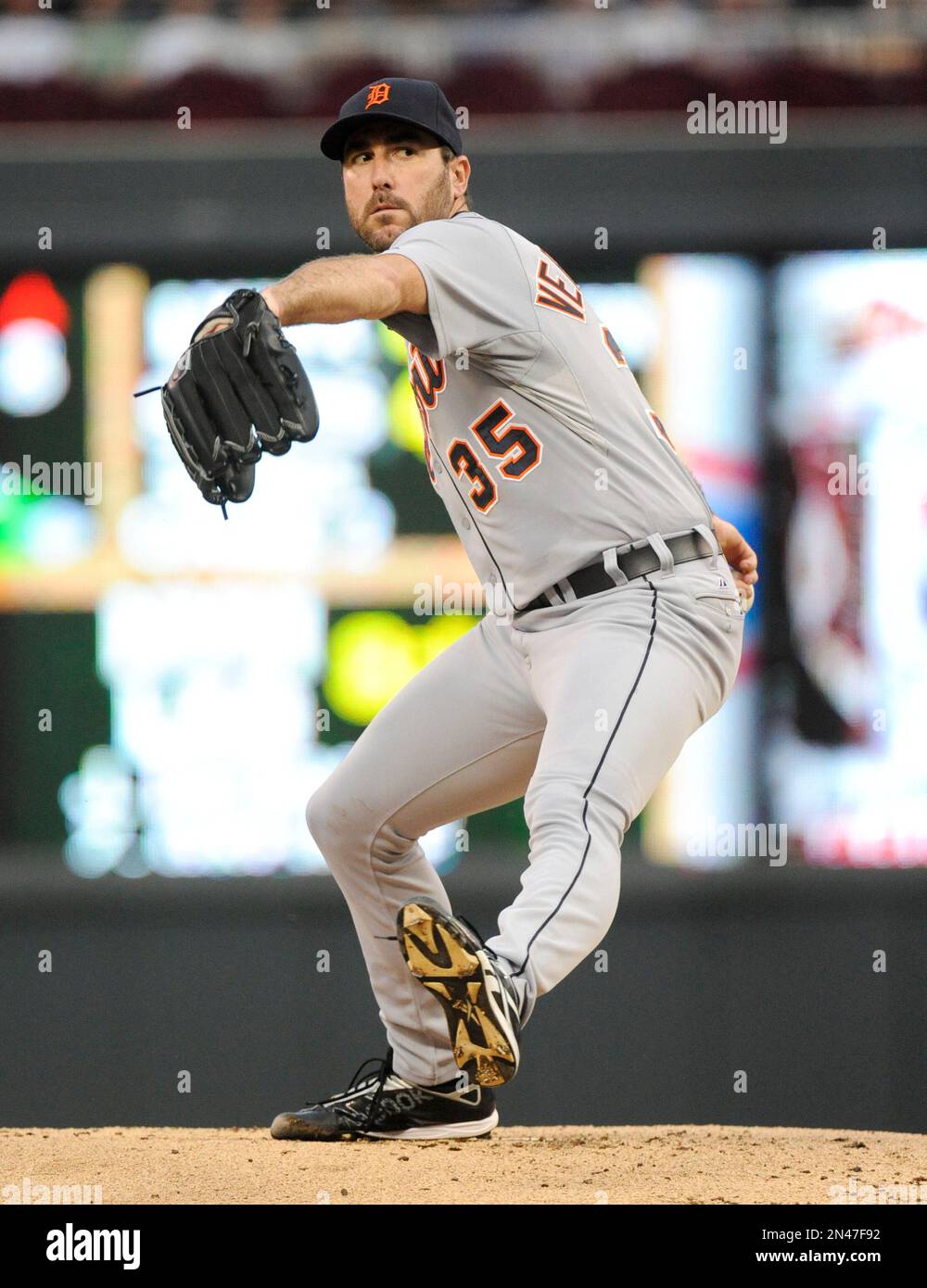 Detroit Tigers pitcher Justin Verlander throws against the Minnesota ...