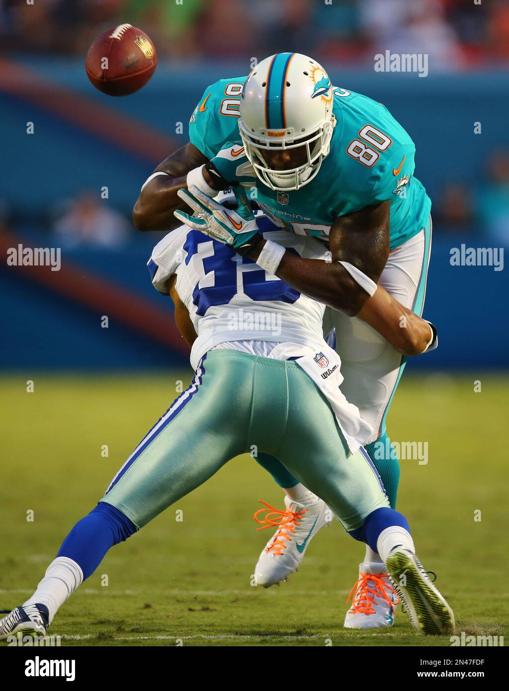 Dallas Cowboys defensive back Tyler Patmon (35) tackles Miami Dolphins ...