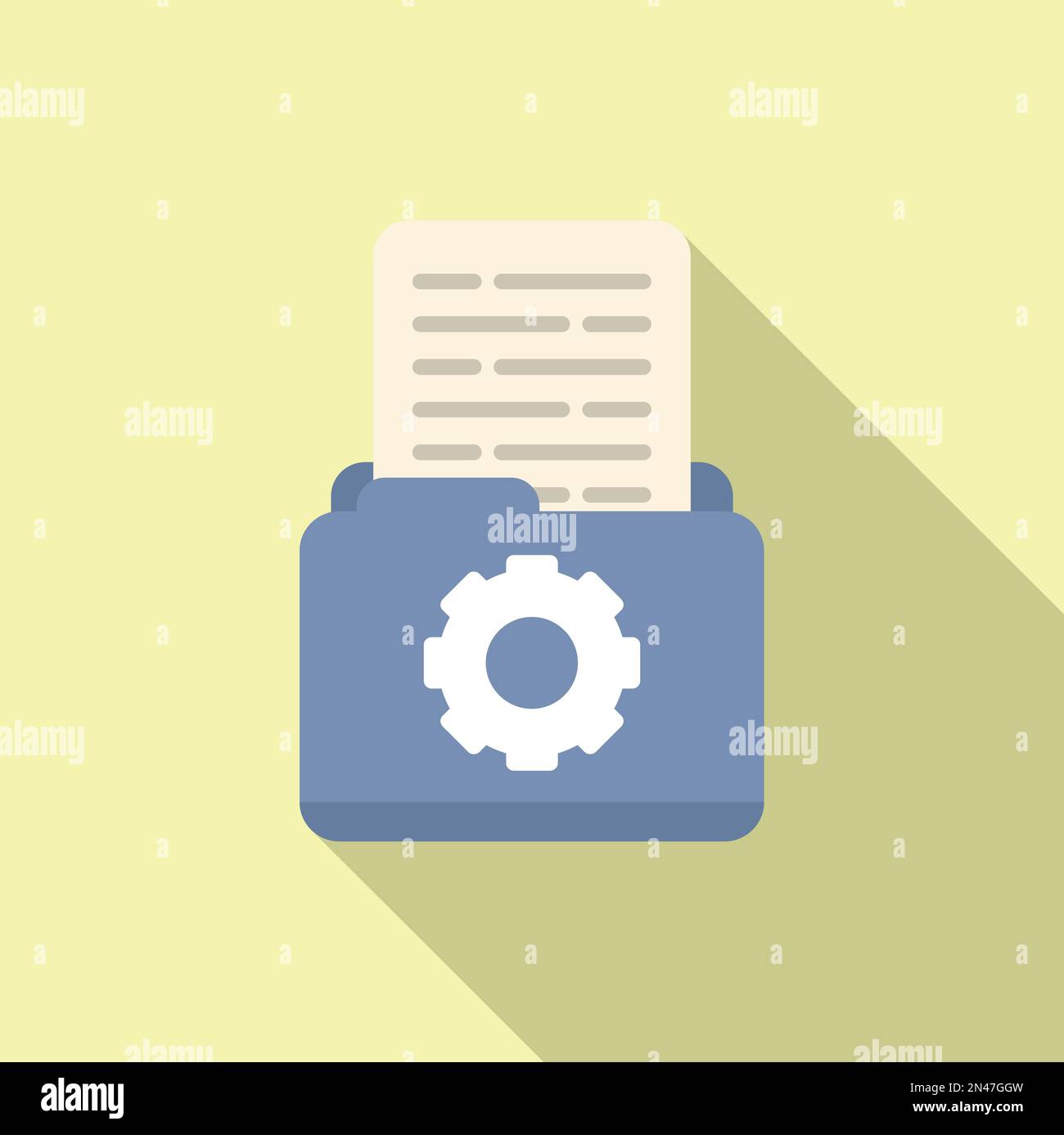 Mail gear folder icon flat vector. Page report. Help project Stock ...