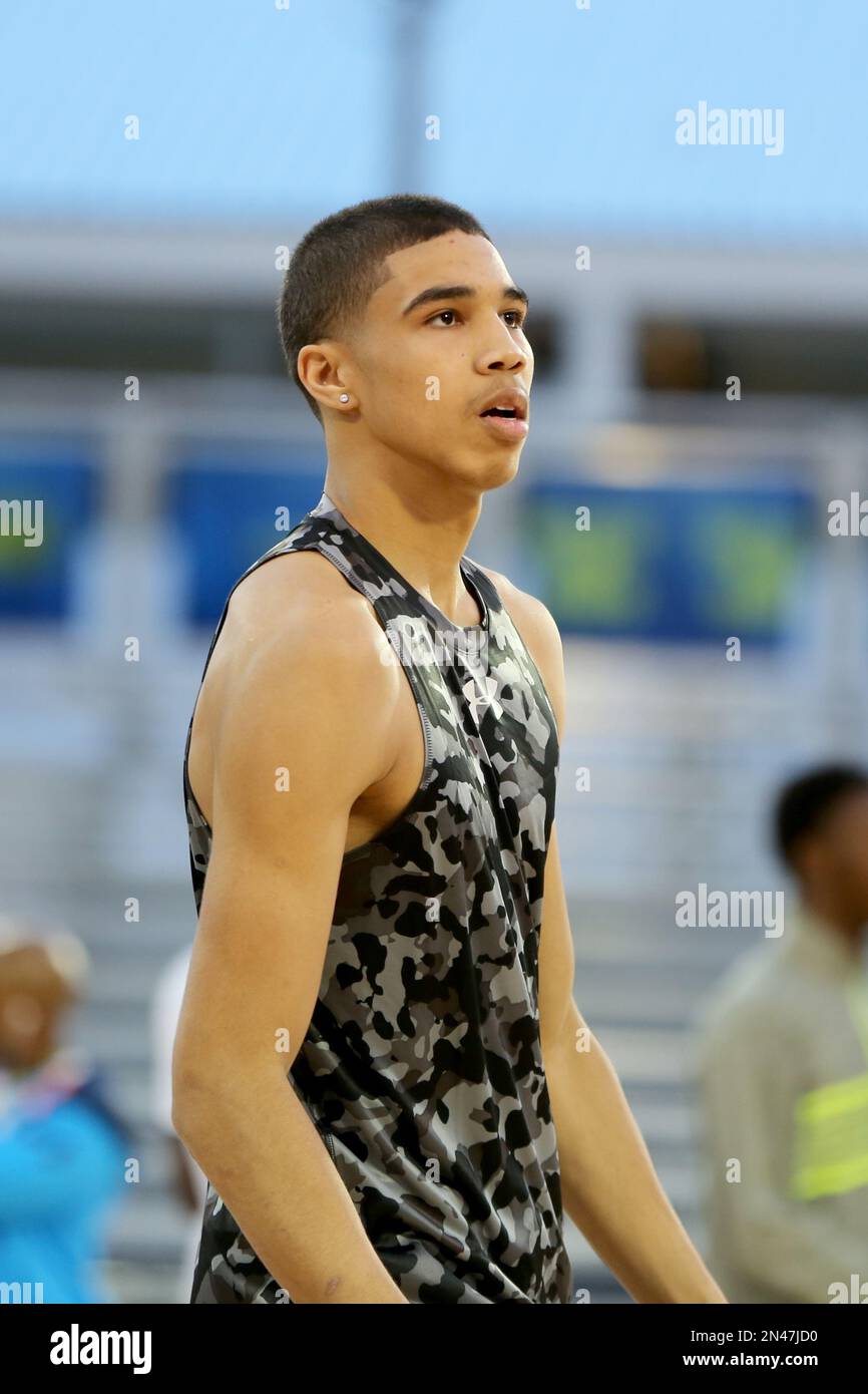 Jayson Tatum of Chaminade High School competes in the 3-Point Contest ...