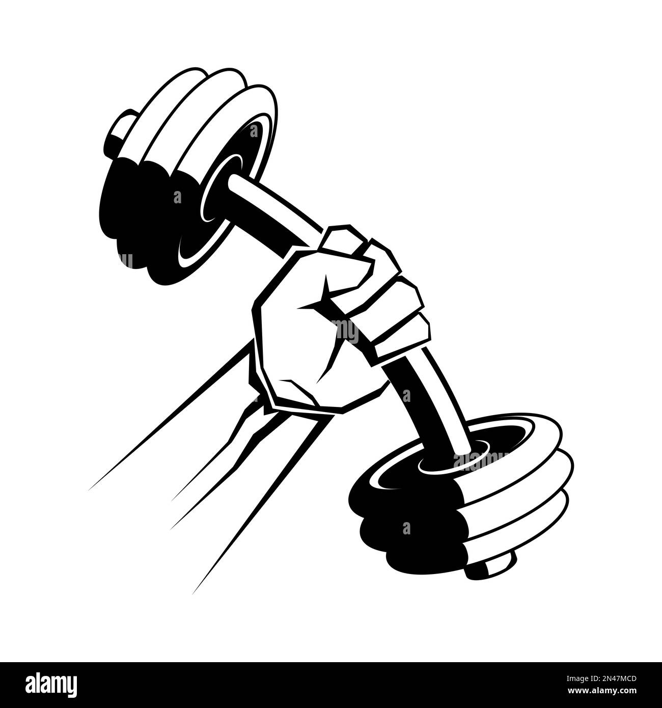 Hand holding dumbbell. Fist with dumbbell. Hand grasping dumbbell. Fitness logo design. Vector ...