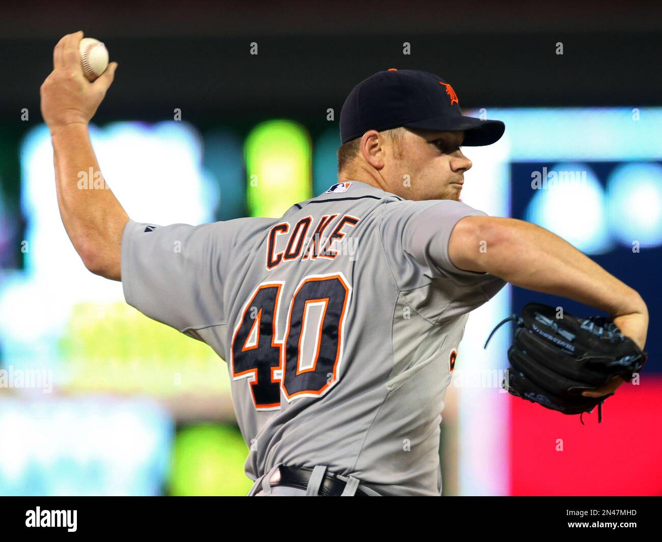 Detroit Tigers relief pitcher Phil Coke throws against the Minnesota ...
