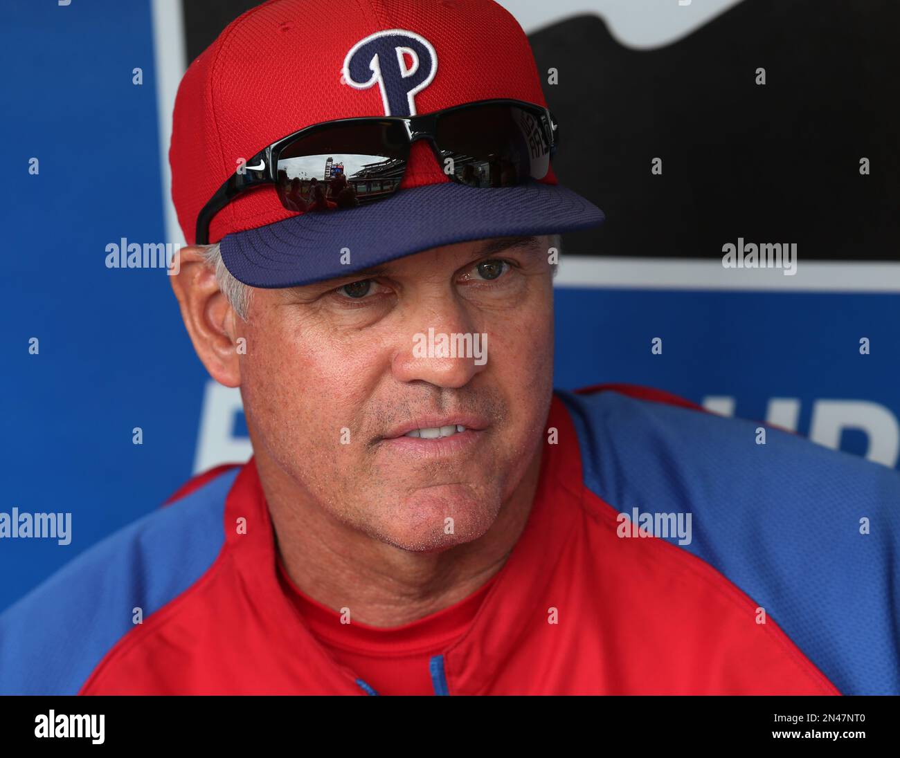Philadelphia Phillies manager Ryne Sandberg talks to reporters during ...