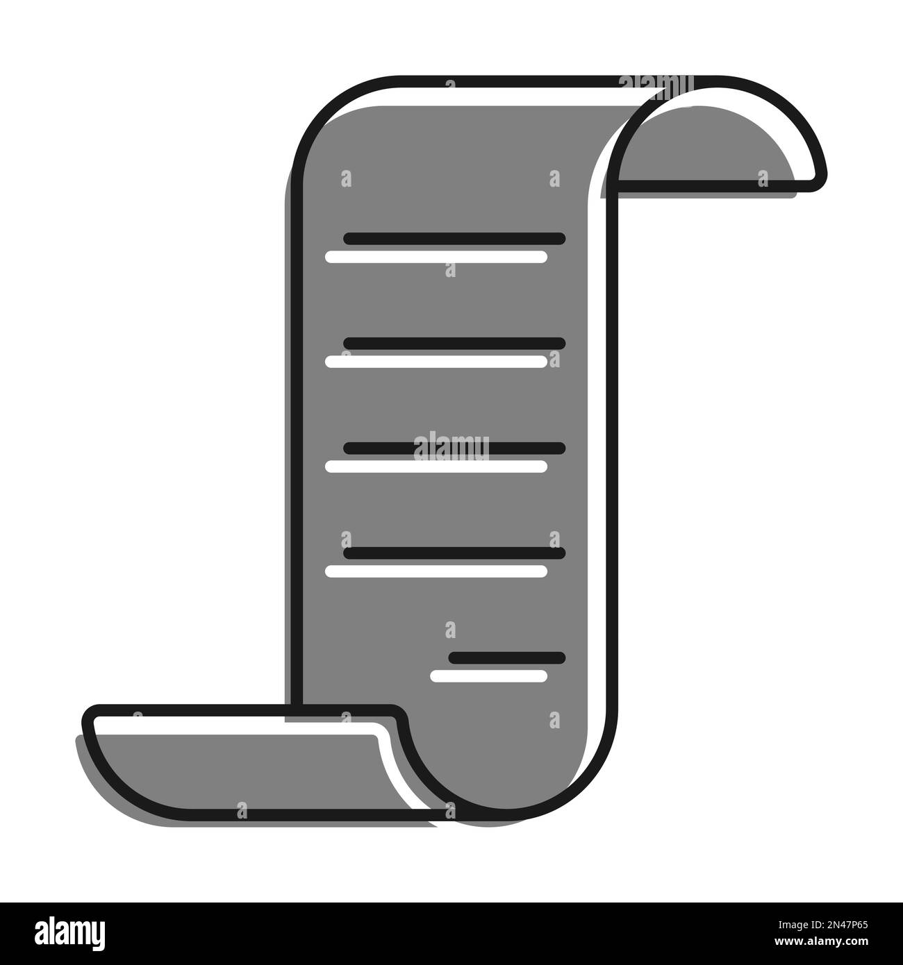 Linear filled with gray color icon. Scroll Paper. Papyrus Paper Rolled ...