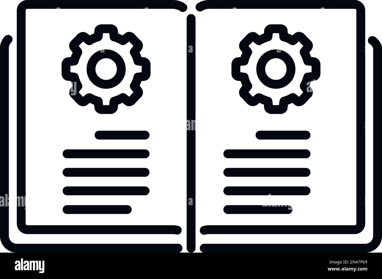 Open technical book icon outline vector. Paper manual. Help project ...