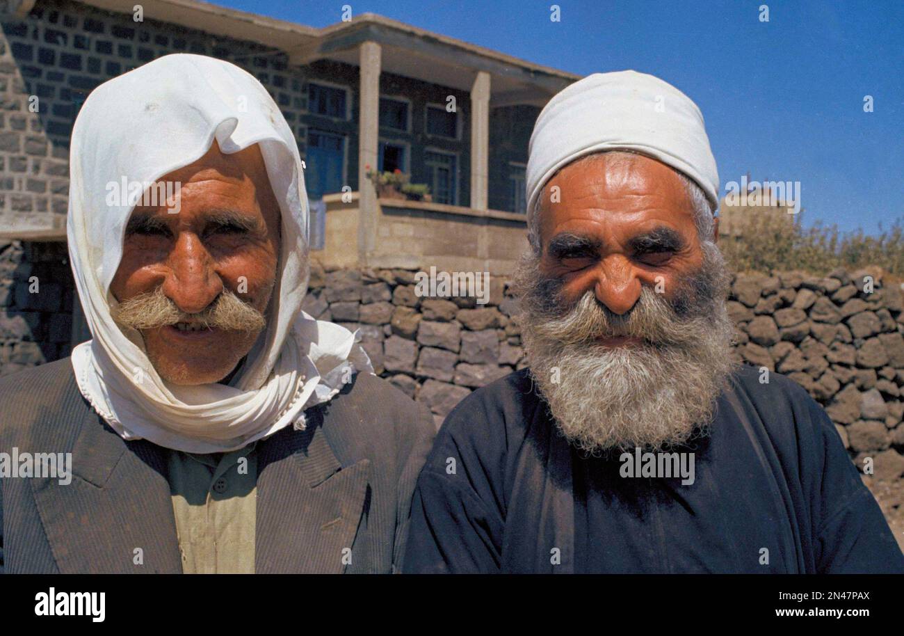 Two men pause for a smile at Masada, Israel, 1967. (AP Photo/Mogen ...