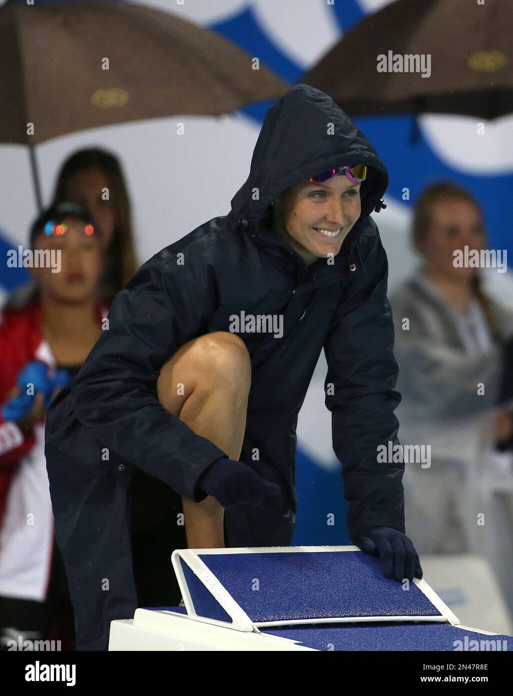 Jessica Hardy of the U.S. stretches before her women's 100m ...