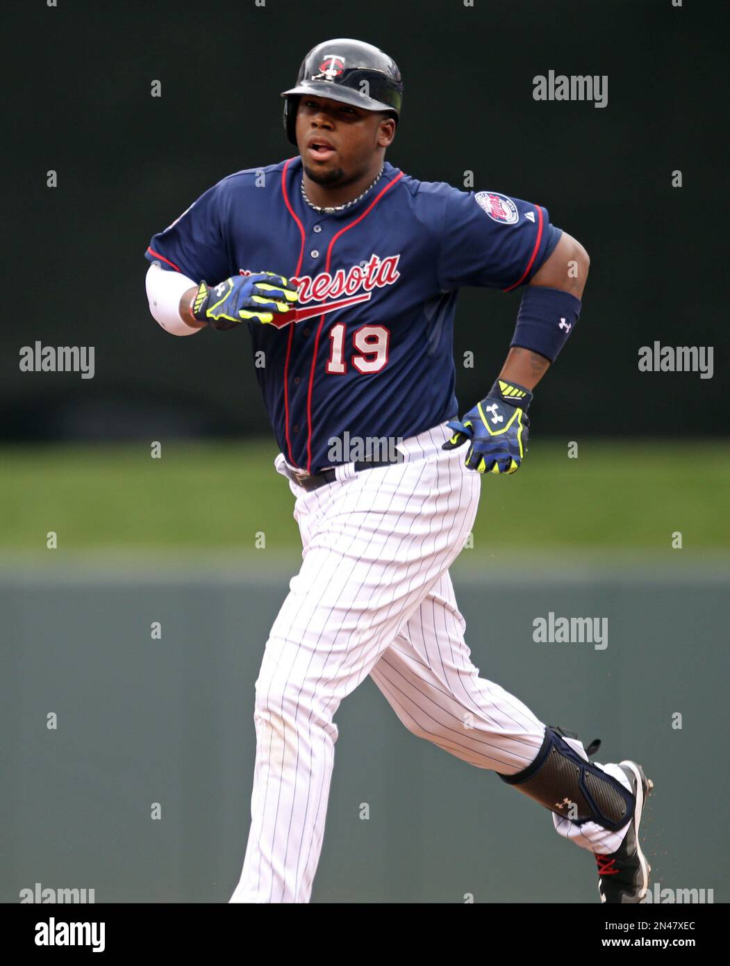 Minnesota Twins first baseman Kennys Vargas rounds the bases on a solo ...