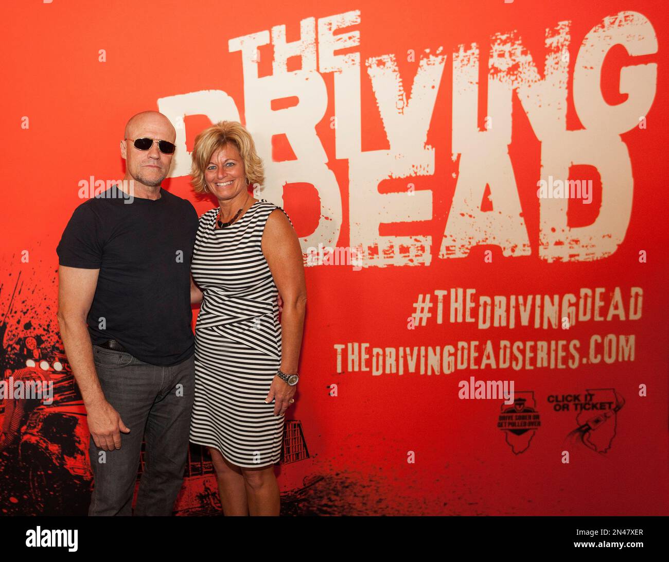 Actor Michael Rooker, left, and IDOT Director Tonya Loker appear at a ...