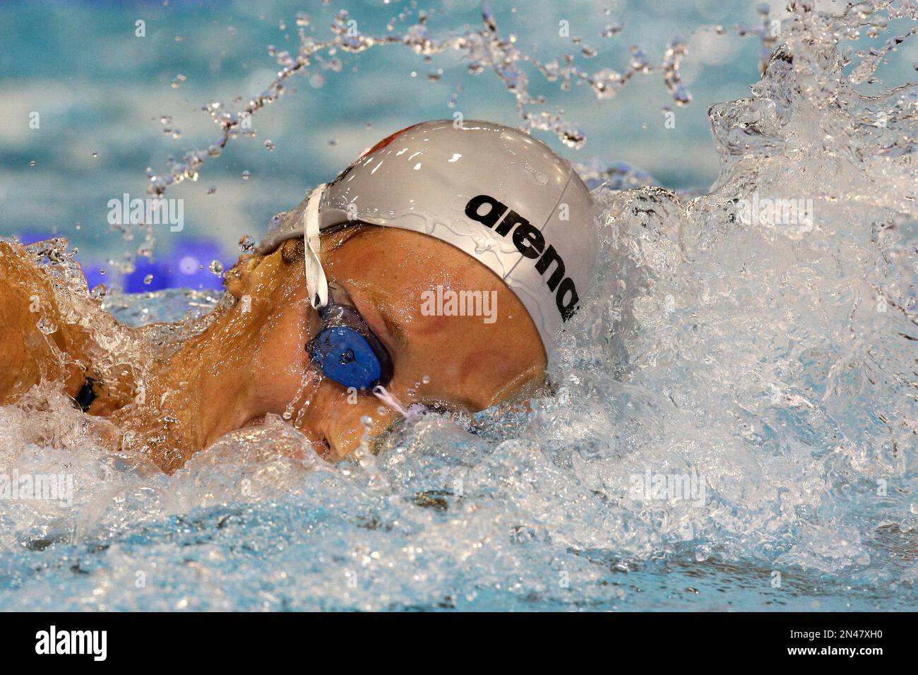 Italy's Federica Pellegrini swims her leg in the women's 4x200m ...