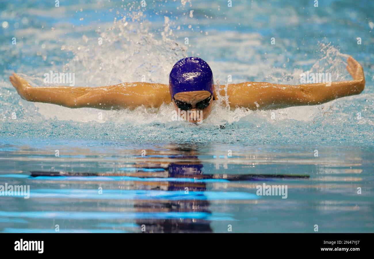 Britain's Jemma Lowe competes in a women's 100m butterfly first round ...