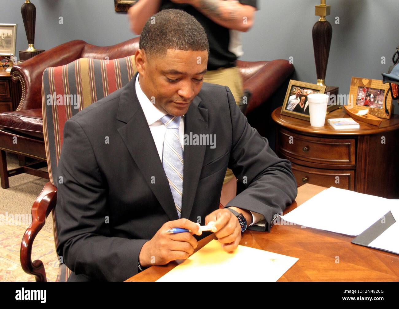 U.S. Rep. Cedric Richmond, a Democrat from New Orleans, reads ...