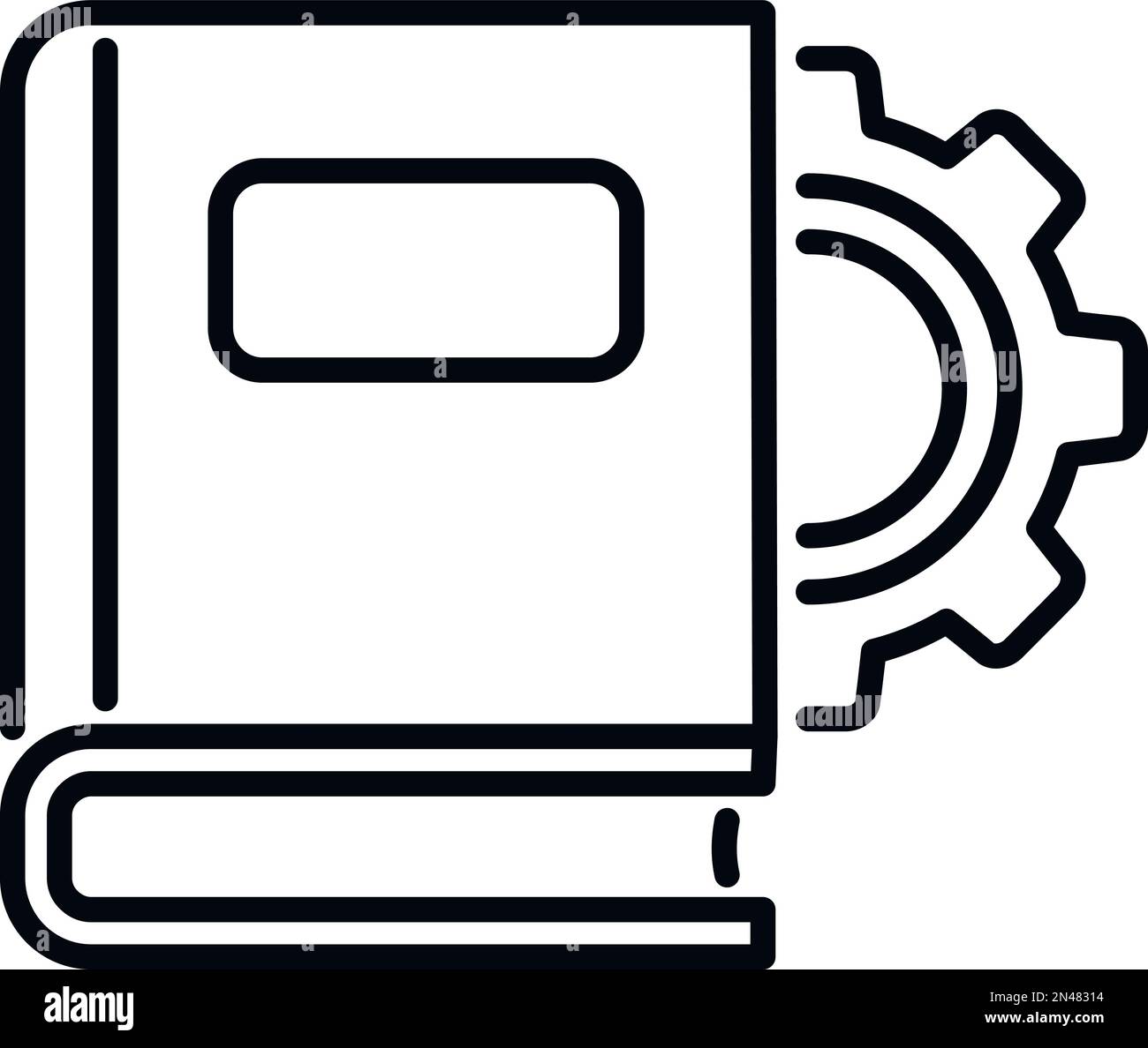 Gear book icon outline Black and White Stock Photos & Images - Alamy