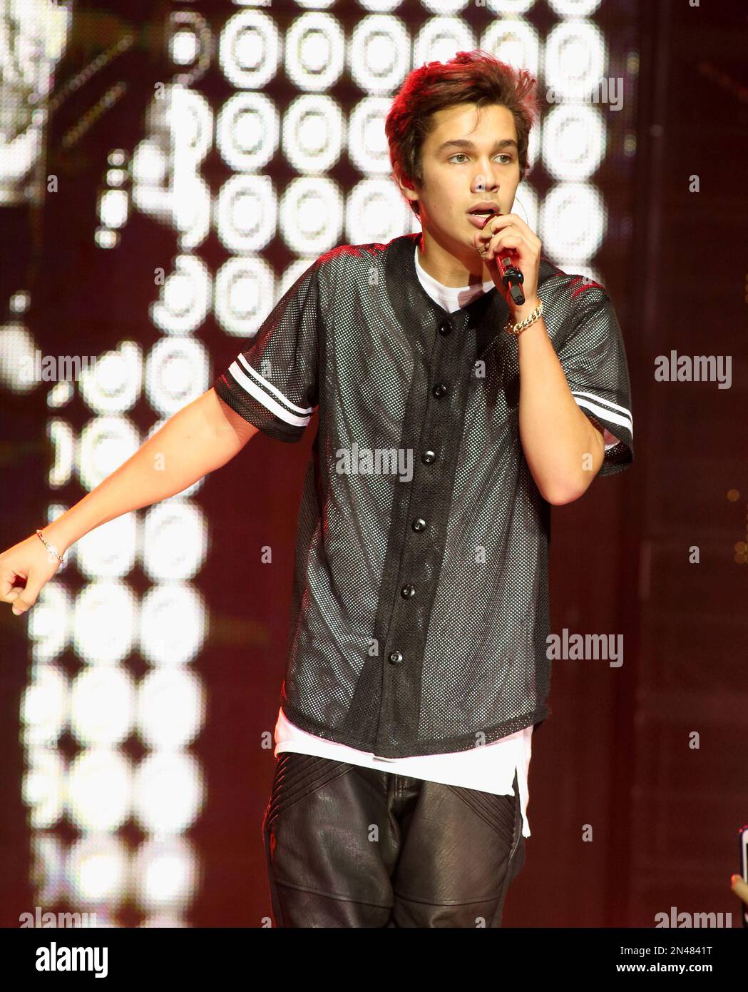 Pop music singer Austin Mahone performs in concert at Pier Six Pavilion ...