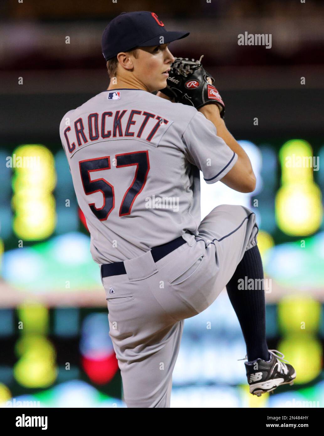 Cleveland Indians relief pitcher Kyle Crockett winds up in the sixth ...
