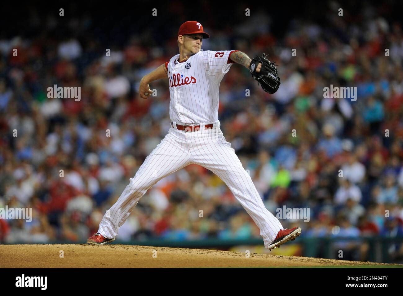 Philadelphia Phillies starting pitcher AJ Burnett throws a pitch during ...