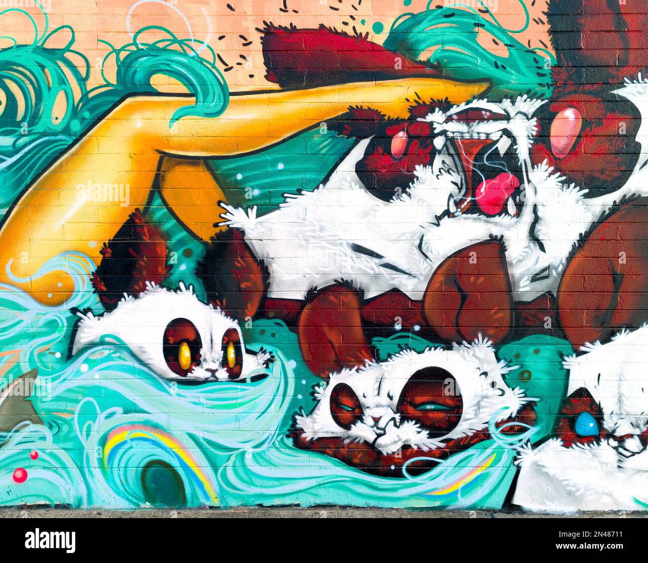 This July 11, 2014 photo shows a graffiti street art piece created by ...