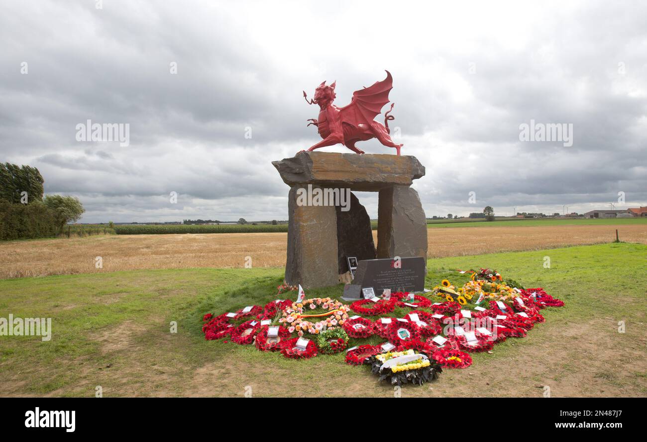 The World War I memorial dedicated to Welsh soldiers near Pilkem Ridge ...