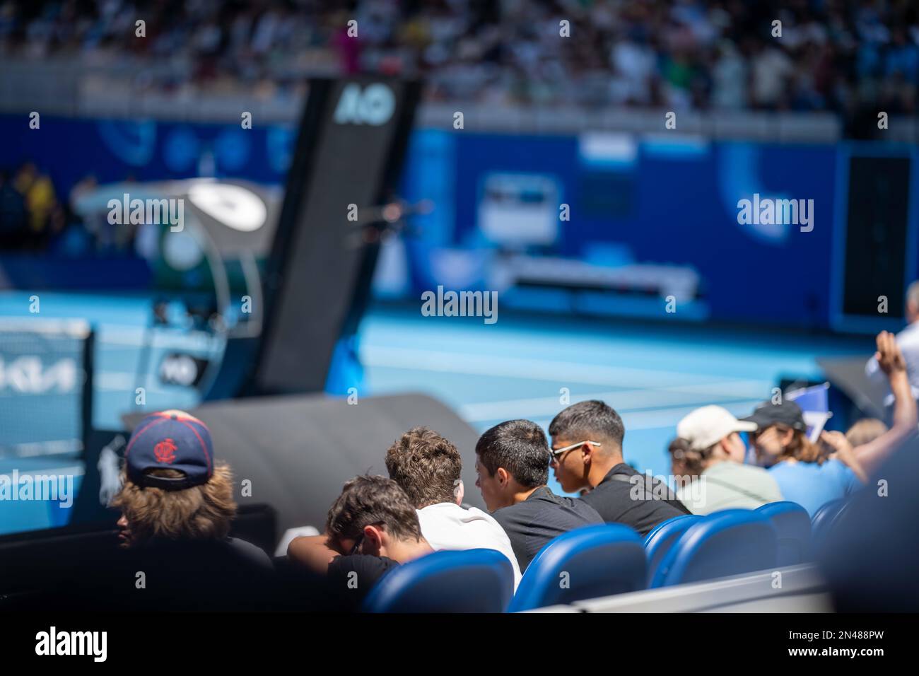 female Professional athlete Tennis player playing on a court in a ...