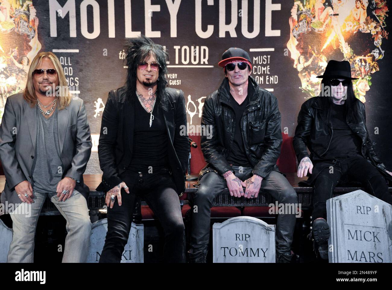 FILE - This Jan. 28, 2014 file photo shows, from left, Vince Neil ...