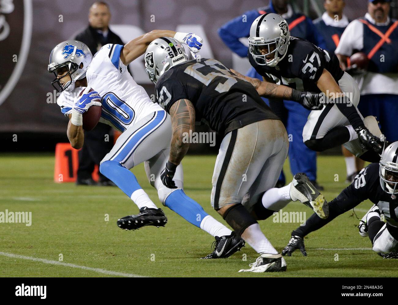 Detroit Lions wide receiver Corey Fuller (10) against the Oakland ...
