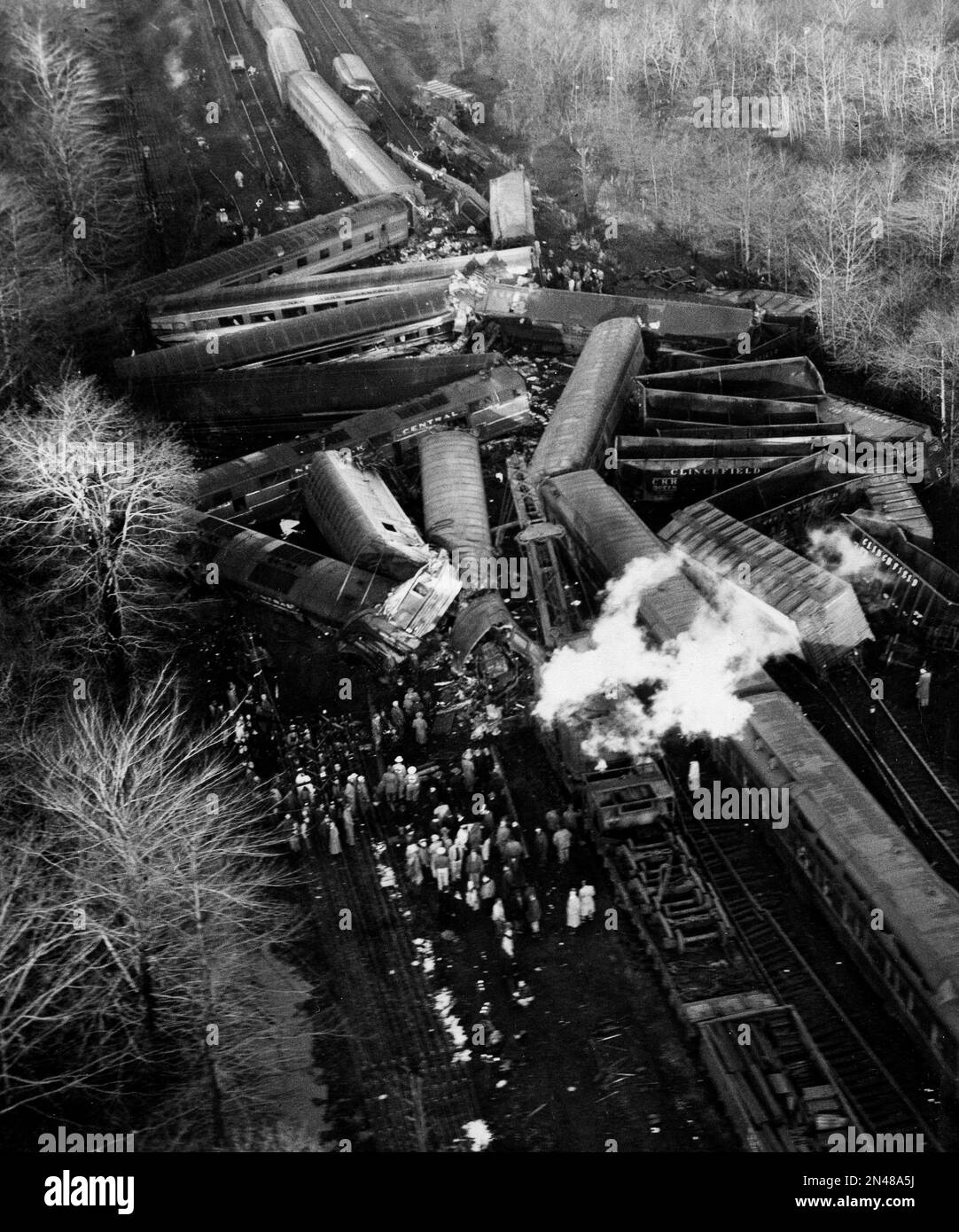 The multiple-train wreck of two New York Central Railroad passenger ...