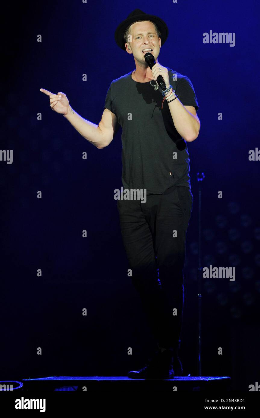 Ryan Tedder of OneRepublic performs at the Cruzan Amphitheater on ...