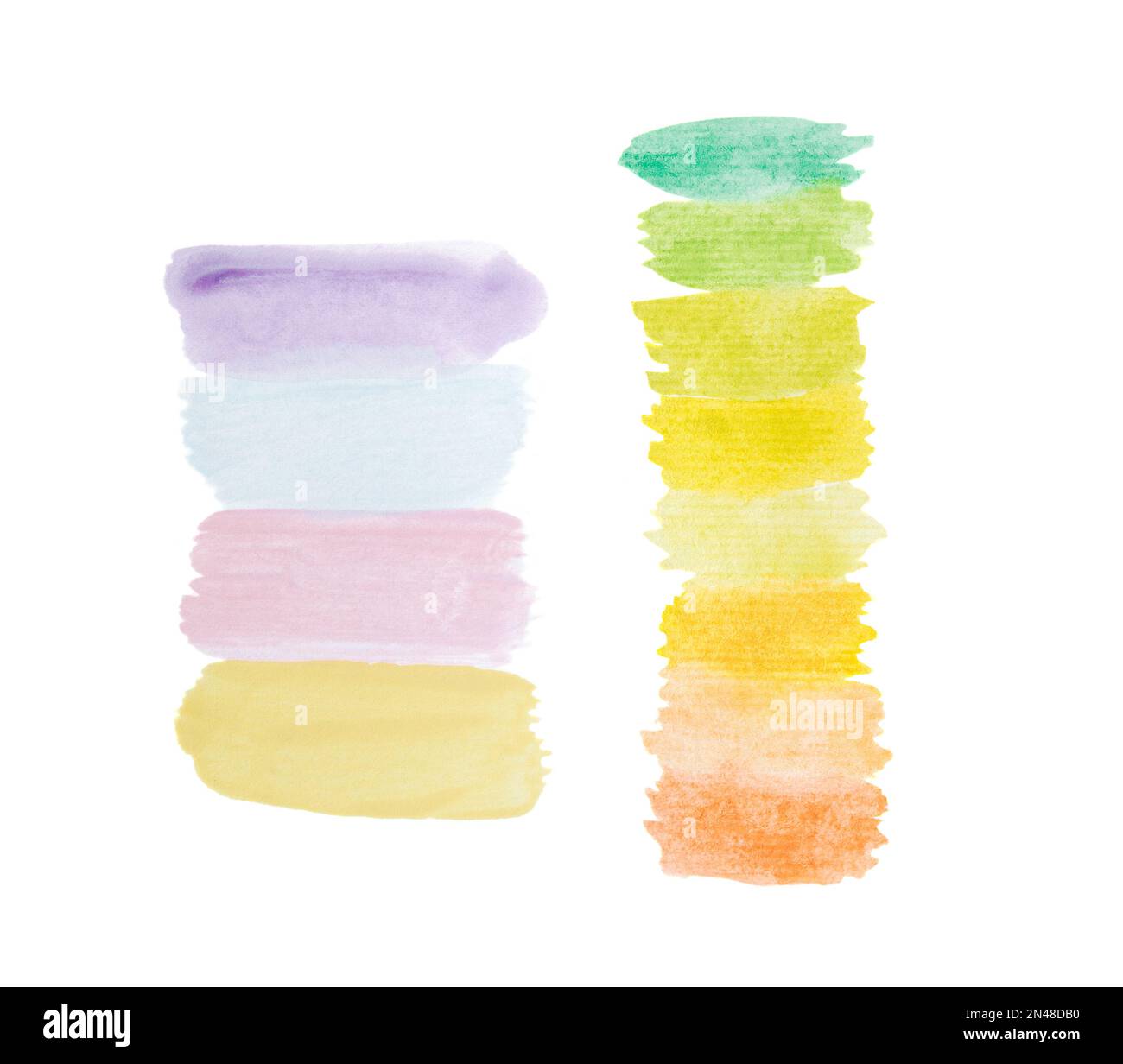 Set of watercolor hand painting brush strokes. Light pastel colors ...