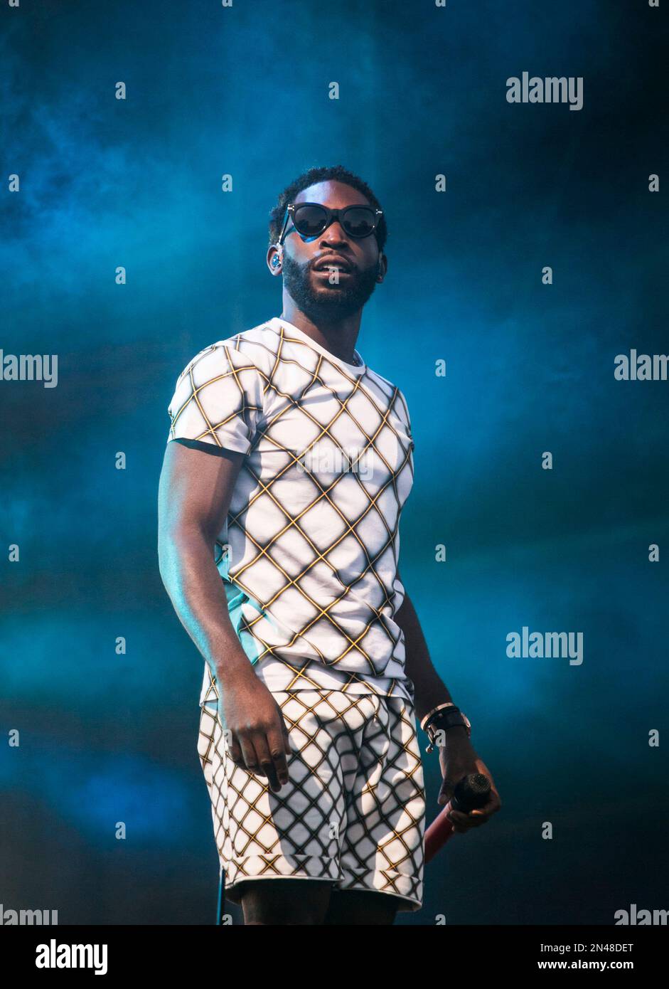 British rapper Tinie Tempah performs on stage during V Festival 2014 at ...