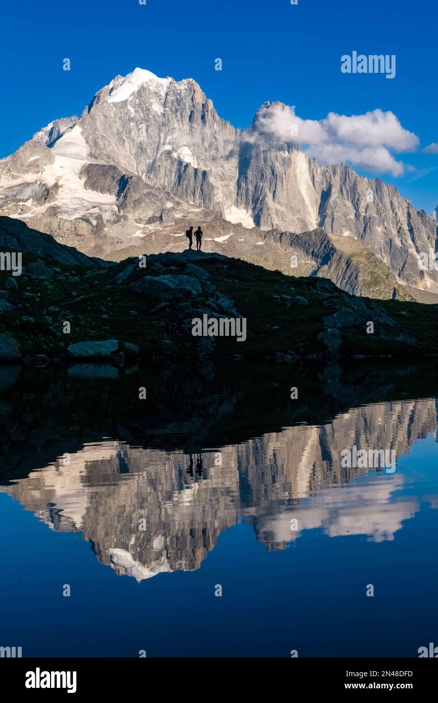 The summits of Aiguille Verte and Grand Dru are reflecting on the ...