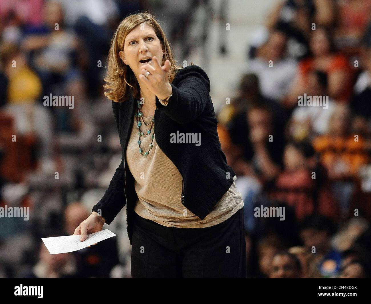 Connecticut Sun head coach Anne Donovan reacts during the first half of ...