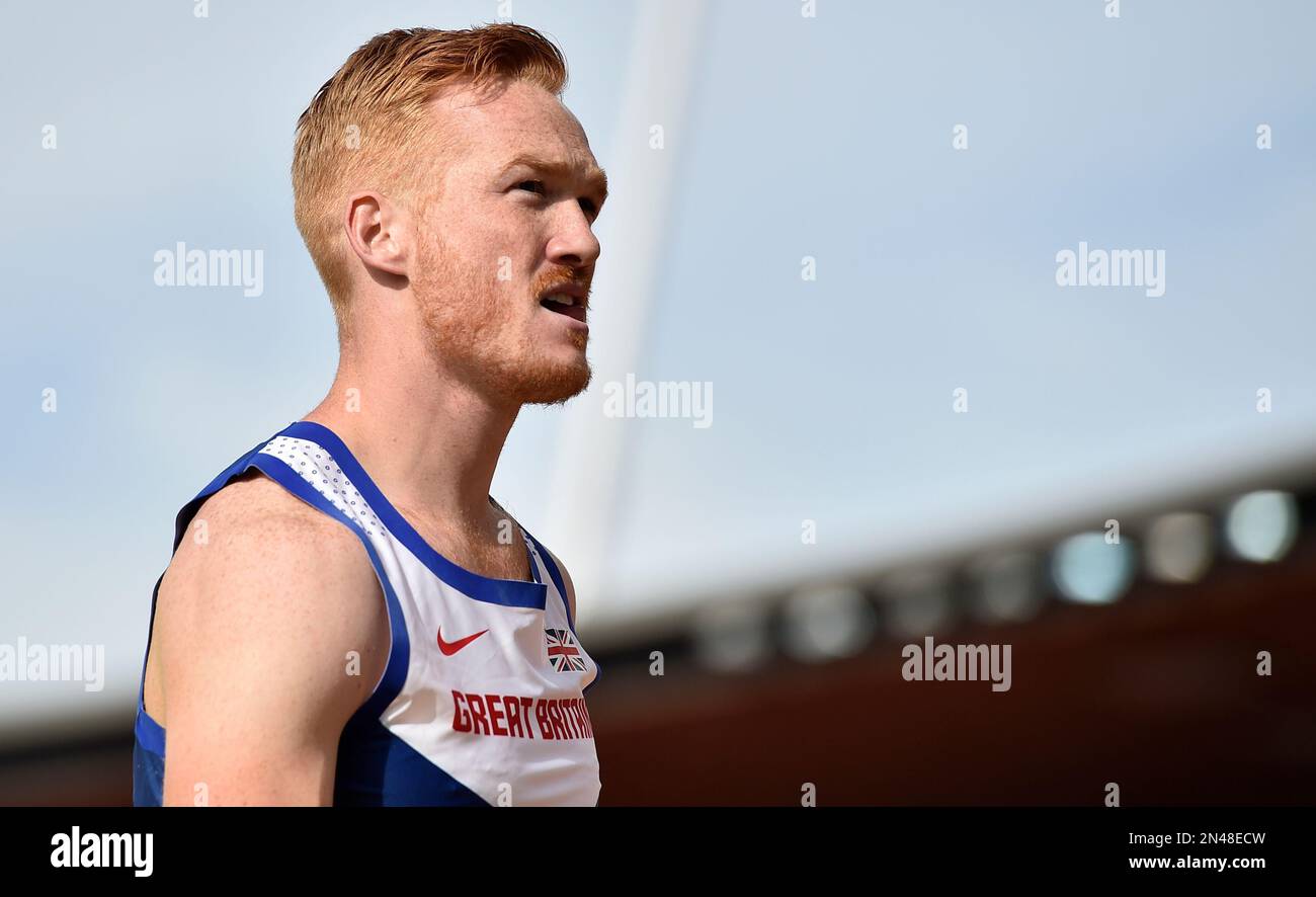 Britain's gold medal winner Greg Rutherford competes in the men's long ...