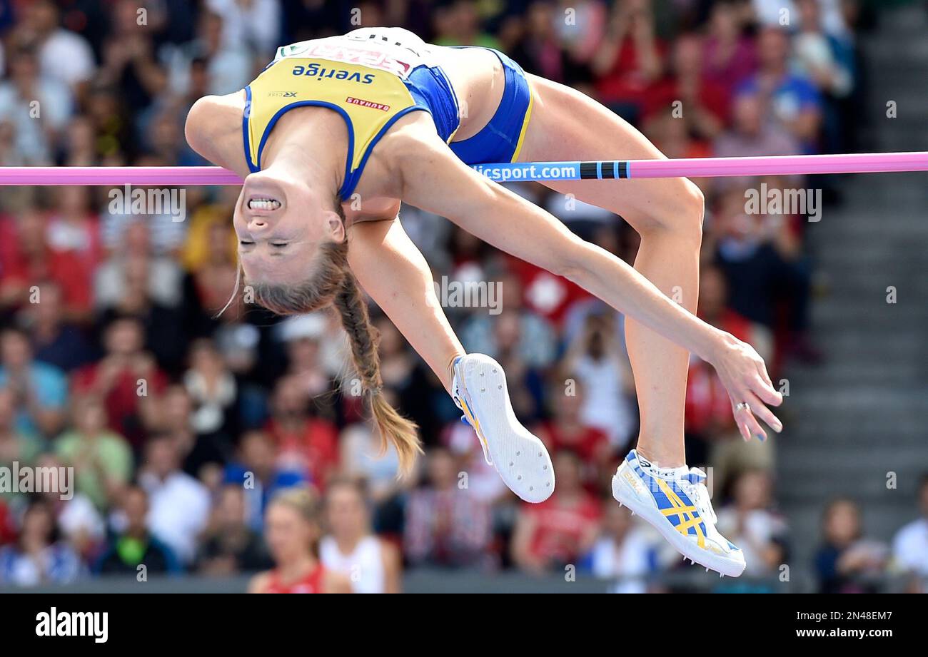 Sweden's Emma Green makes an attempt in the women's high jump final ...