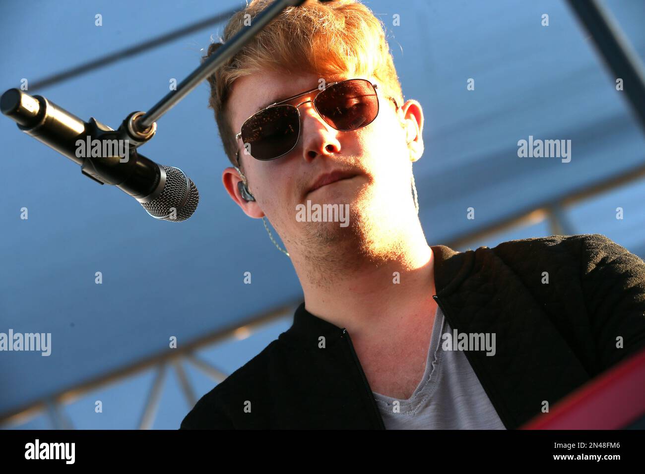 Danny Wilkin of the band Rixton performs at BeautyCon Los Angeles 2014 ...