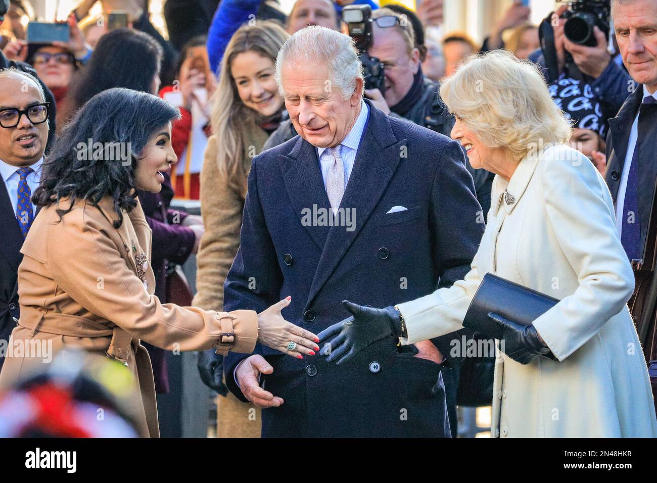 London, UK. 08th Feb, 2023. Charles and Camilla with Bangladeshi High ...