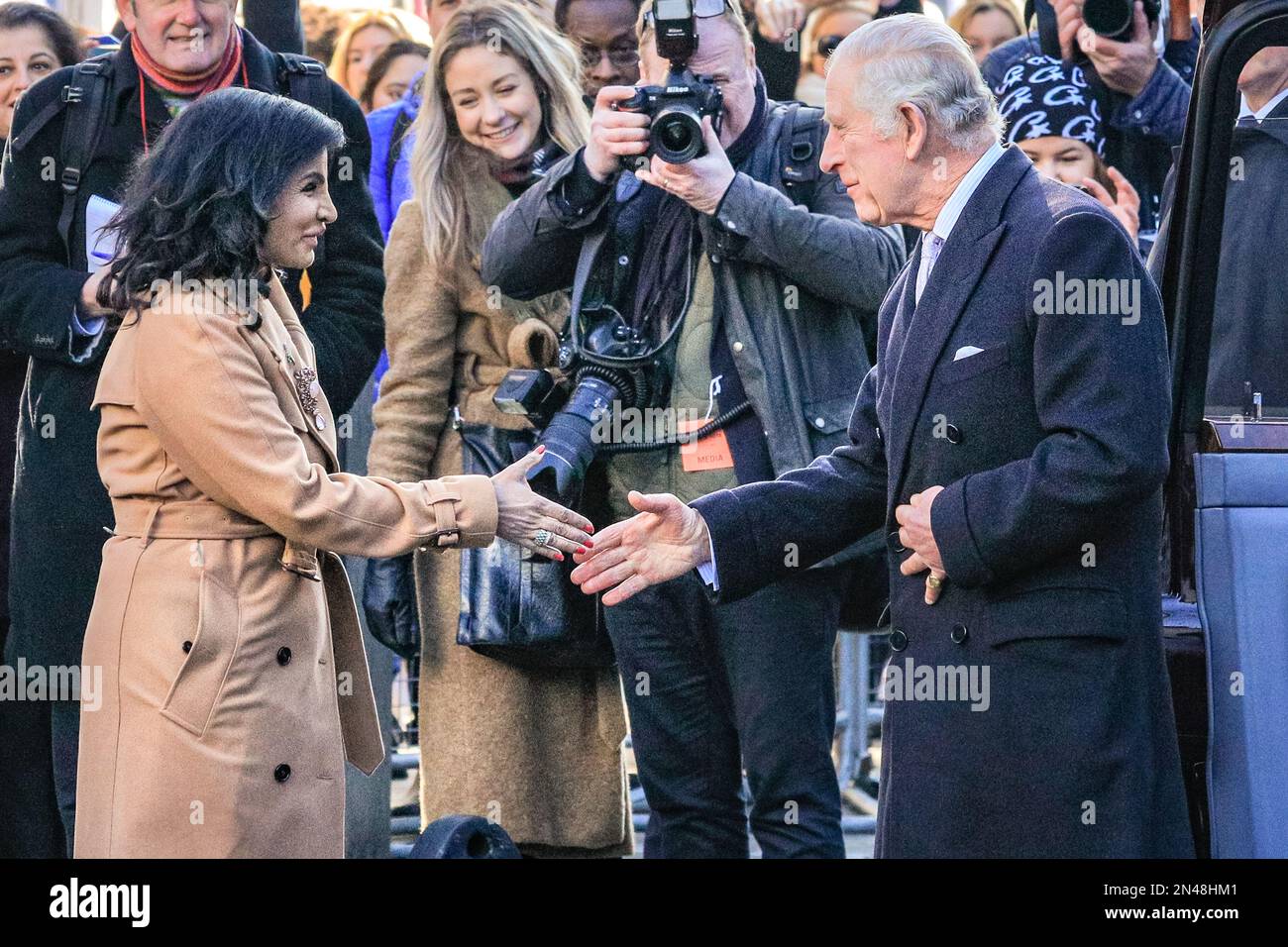 London, UK. 08th Feb, 2023. Charles with Bangladeshi High Commissioner ...