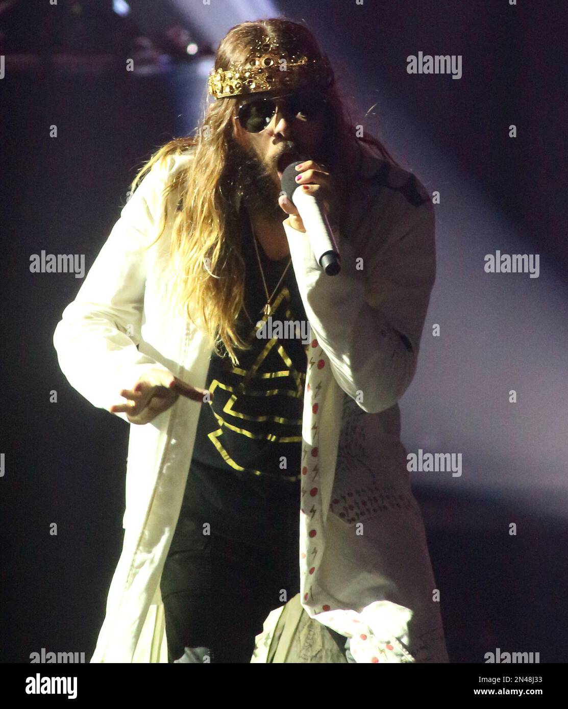 Jared Leto of the band 30 Seconds to Mars performs in concert at the ...