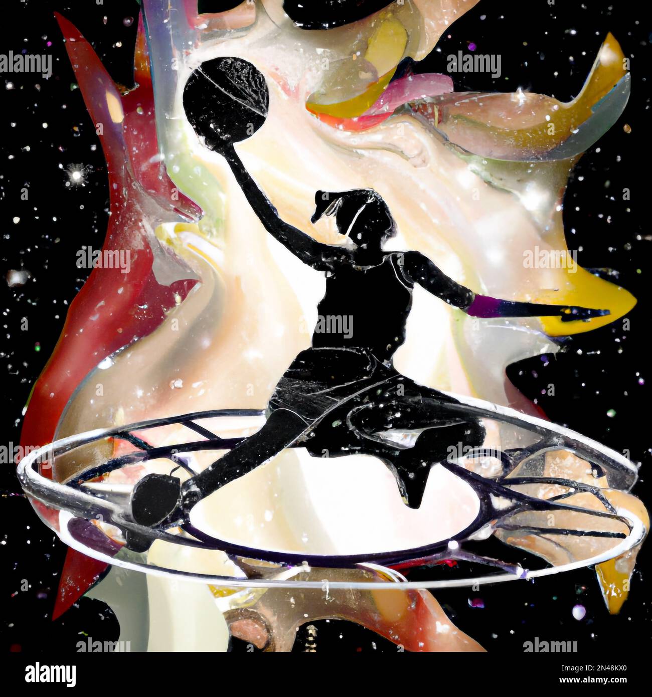 Basketball Player Silhouette at abstract cosmic background – Digital ...