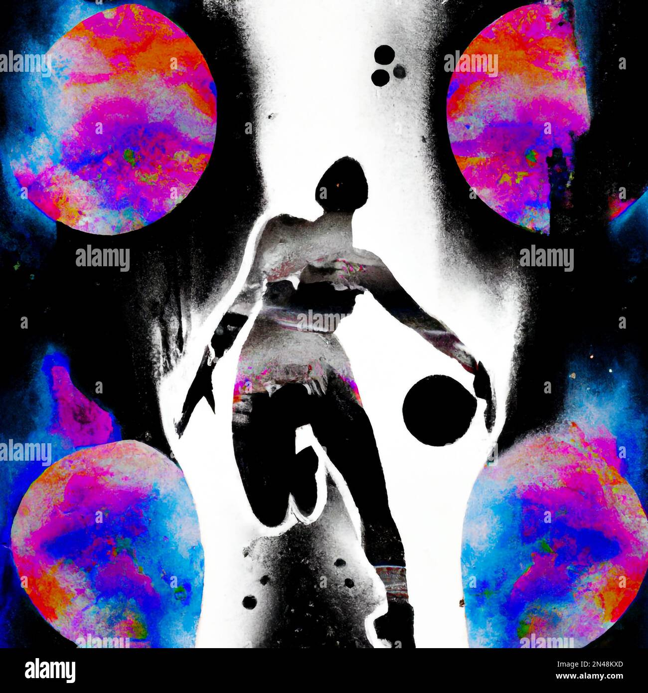 Basketball Player Silhouette at abstract cosmic background – Digital ...