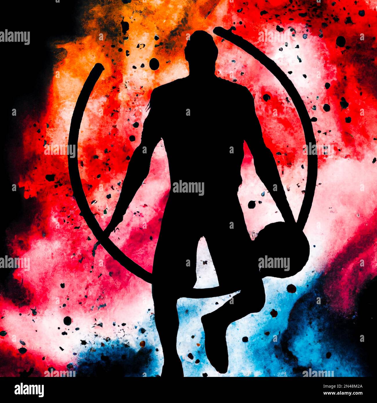 Basketball Player Silhouette at abstract cosmic background – Digital ...