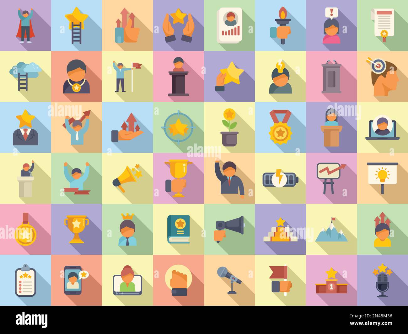 Motivational speaker icons set flat vector. Human seminar. Speech ...