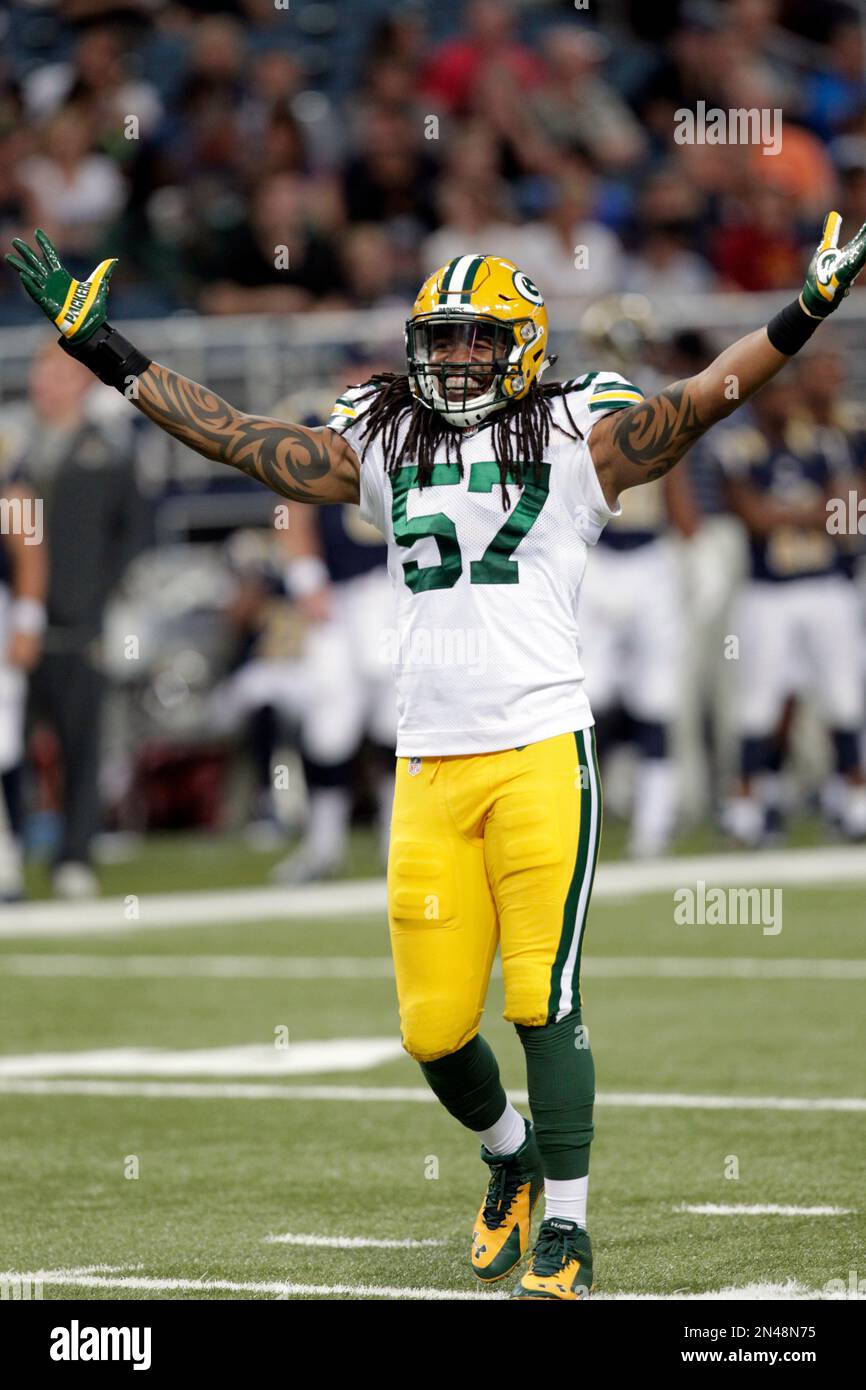 Green Bay Packers linebacker Jamari Lattimore celebrates during the ...