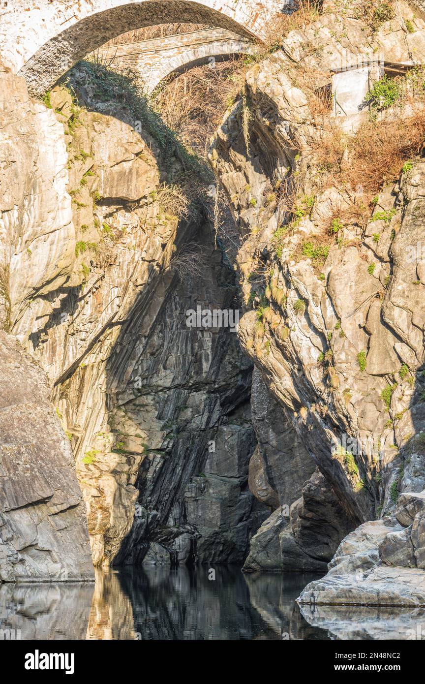 The beautiful ravine of Sant'Anna with the rocks reflecting on the ...