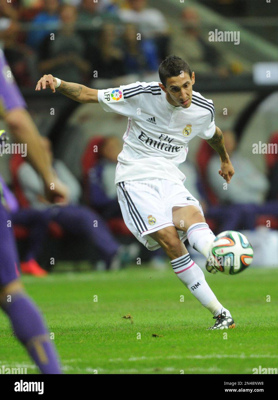 Real Madrid's Angel Di Maria from Argentina plays the ball during their ...