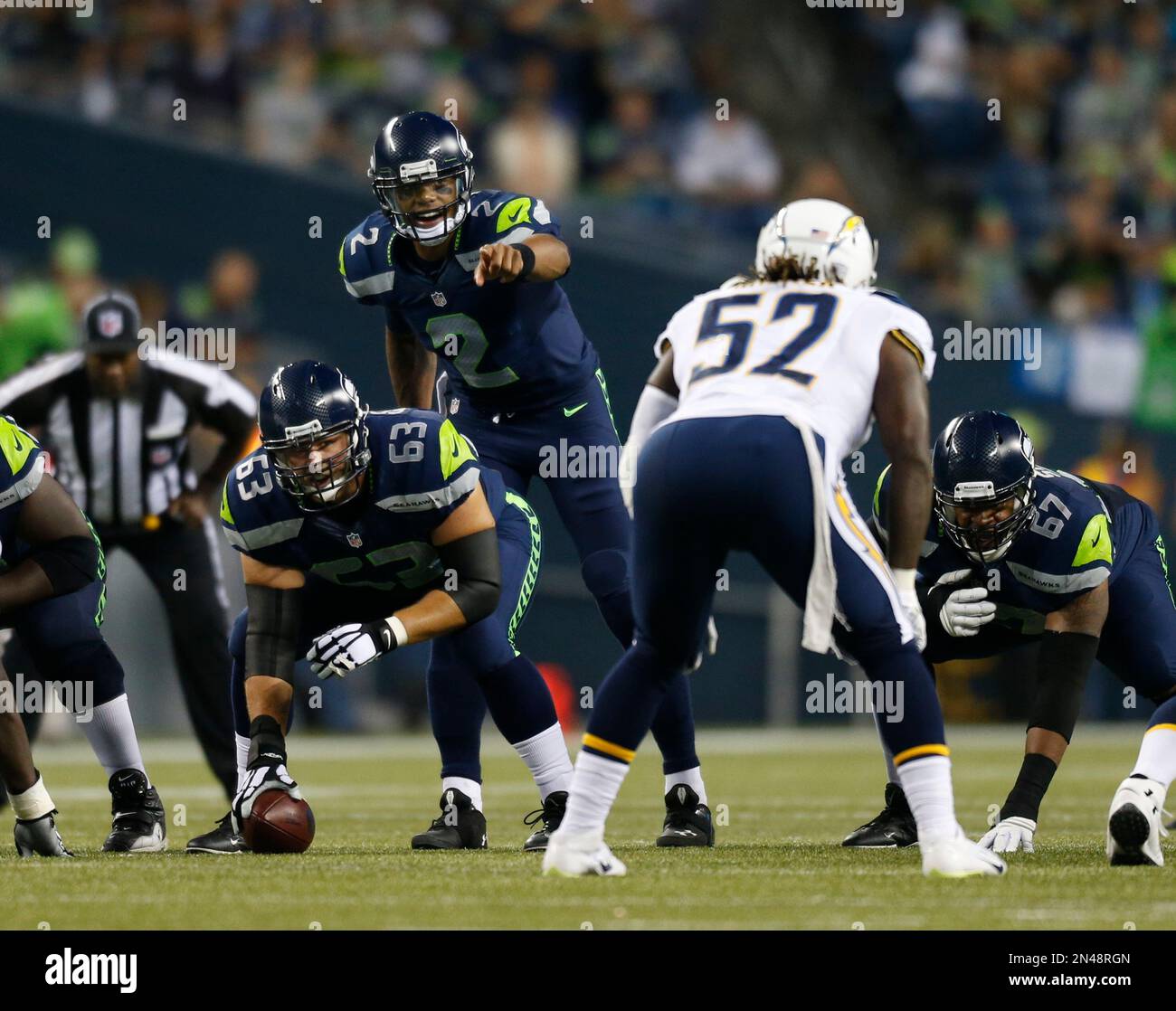 Seattle Seahawks quarterback Terrelle Pryor points before taking a snap ...